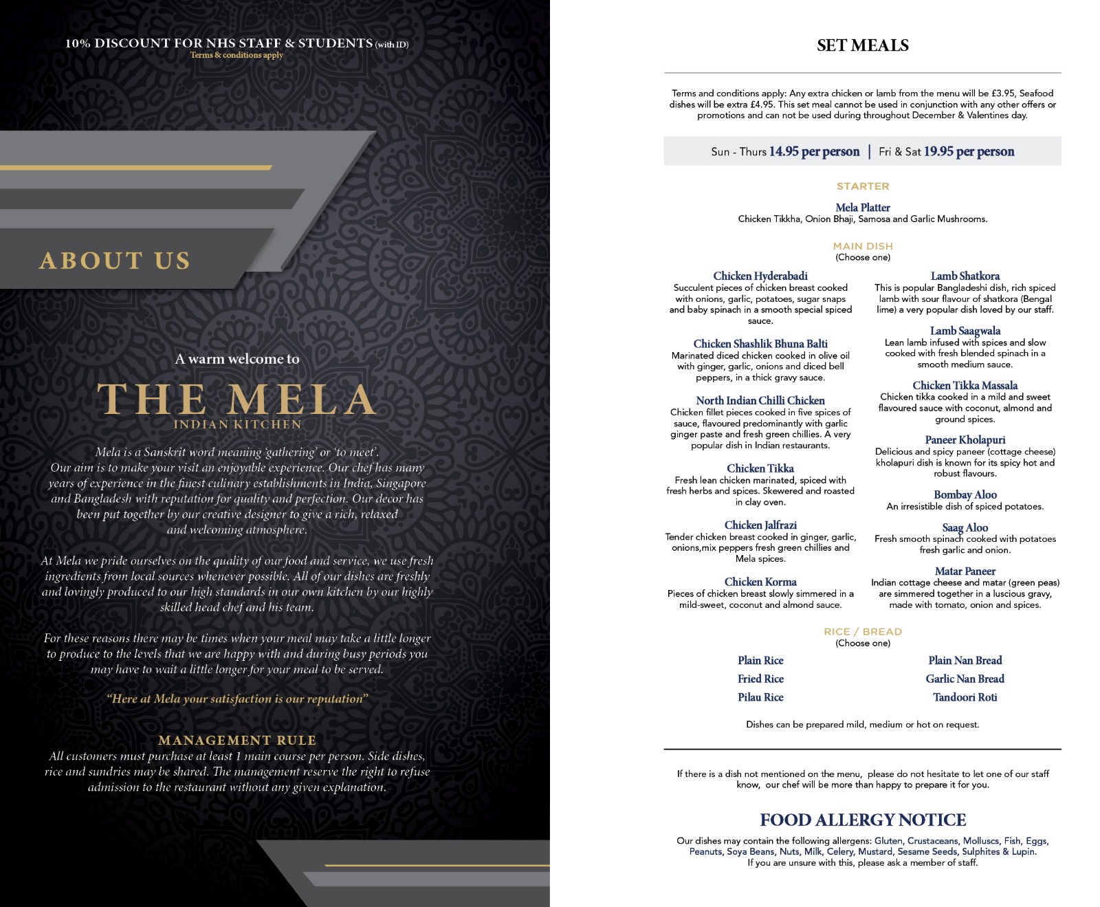 MELA RESTAURANT IN HARBORNE- 20% OFF* Book & Order Online - Dine-In-Menu